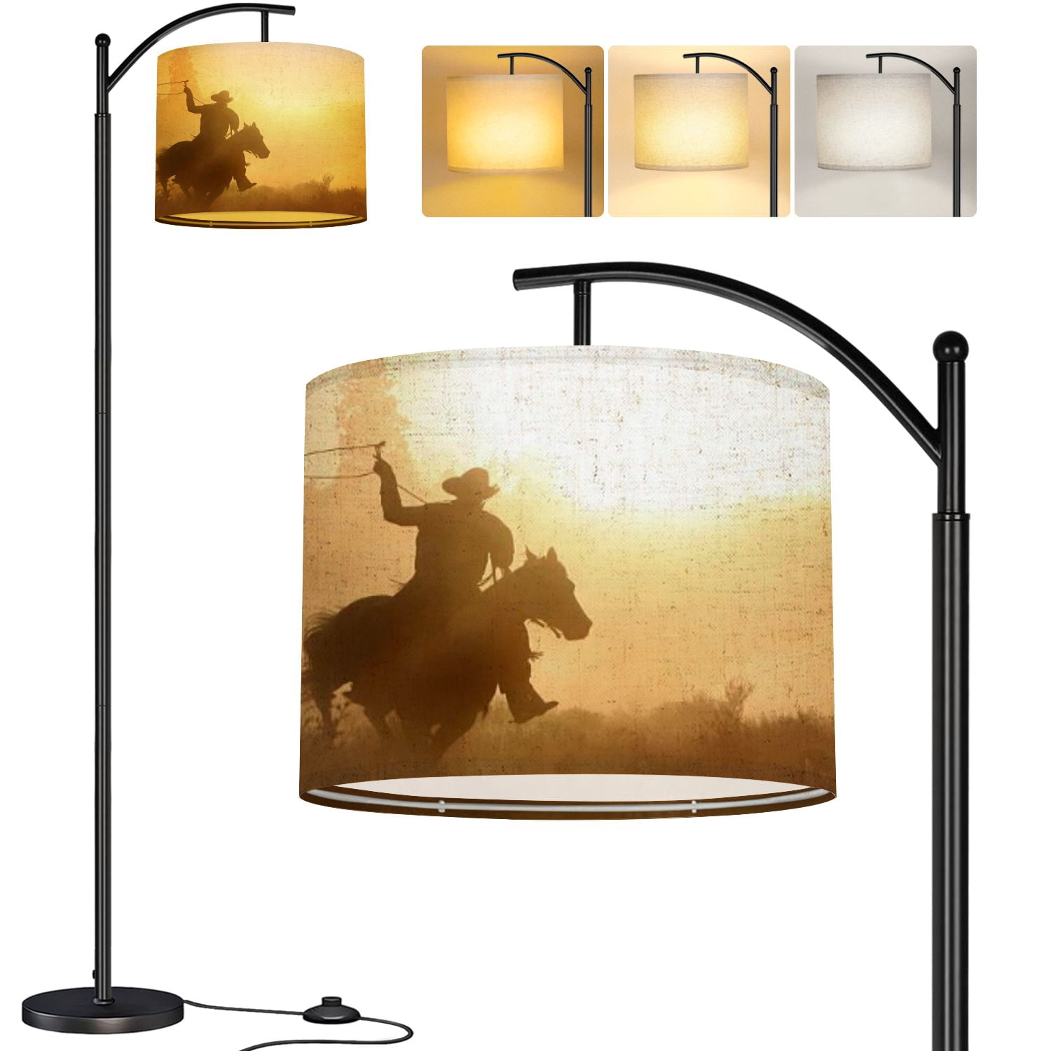 Arc Floor Lamp cowboy roping his horse silhouette cowboys pictures Tall ...