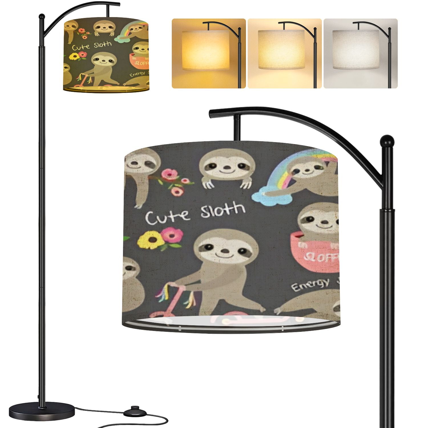 Arc Floor Lamp cute baby sloth various activities such as sleeping ...
