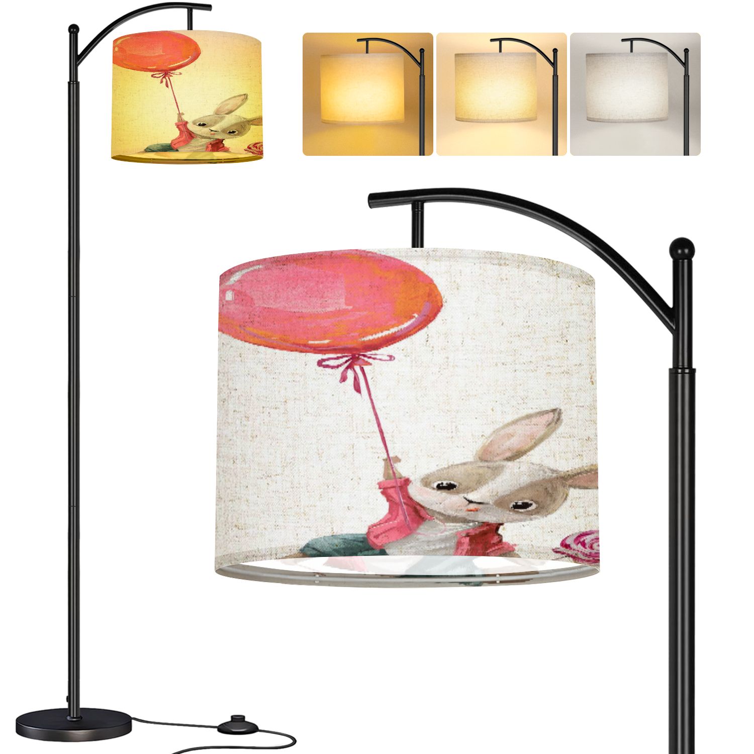 Arc Floor Lamp cute bunny character fly balloon bonbon Tall Modern ...