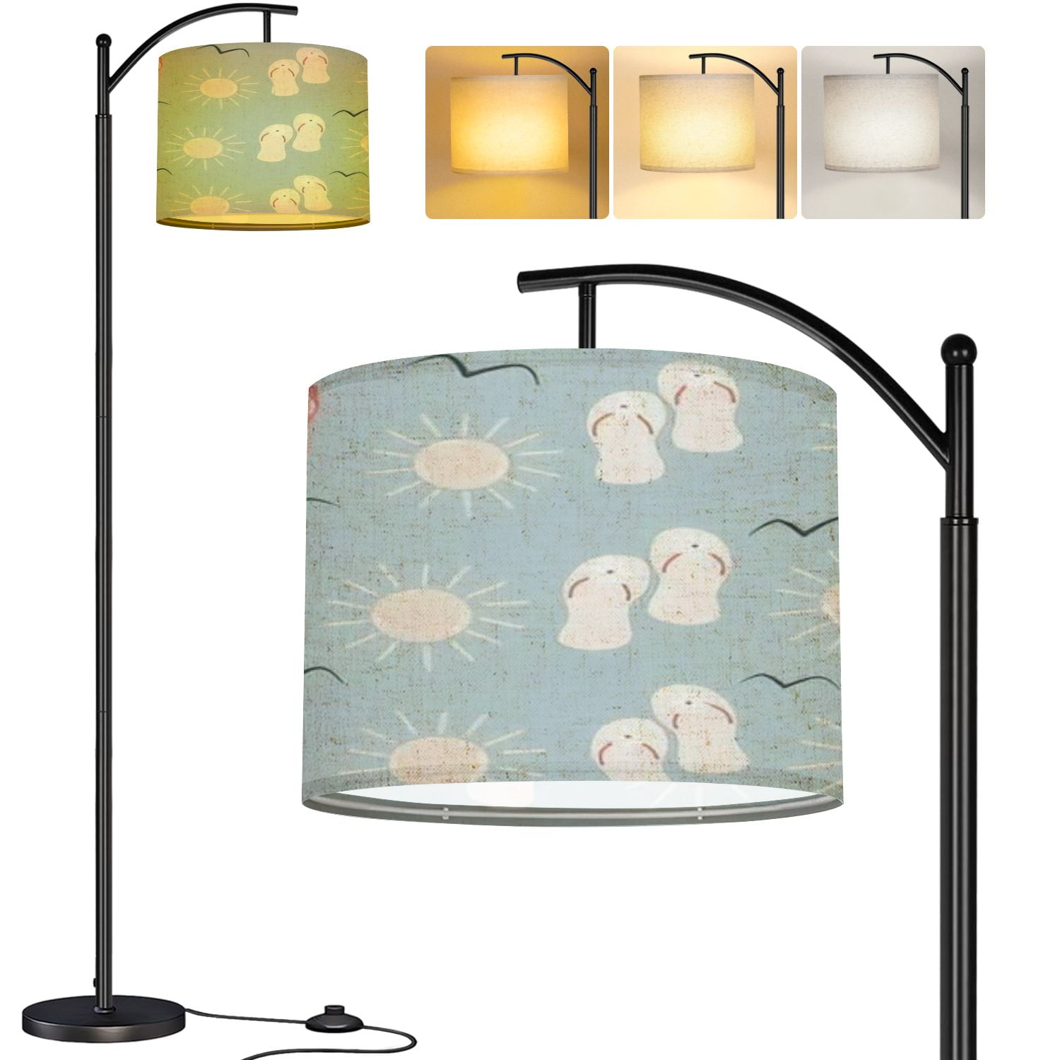 Arc Floor Lamp cute cartoon abstract red white flip flop seamless sun ...