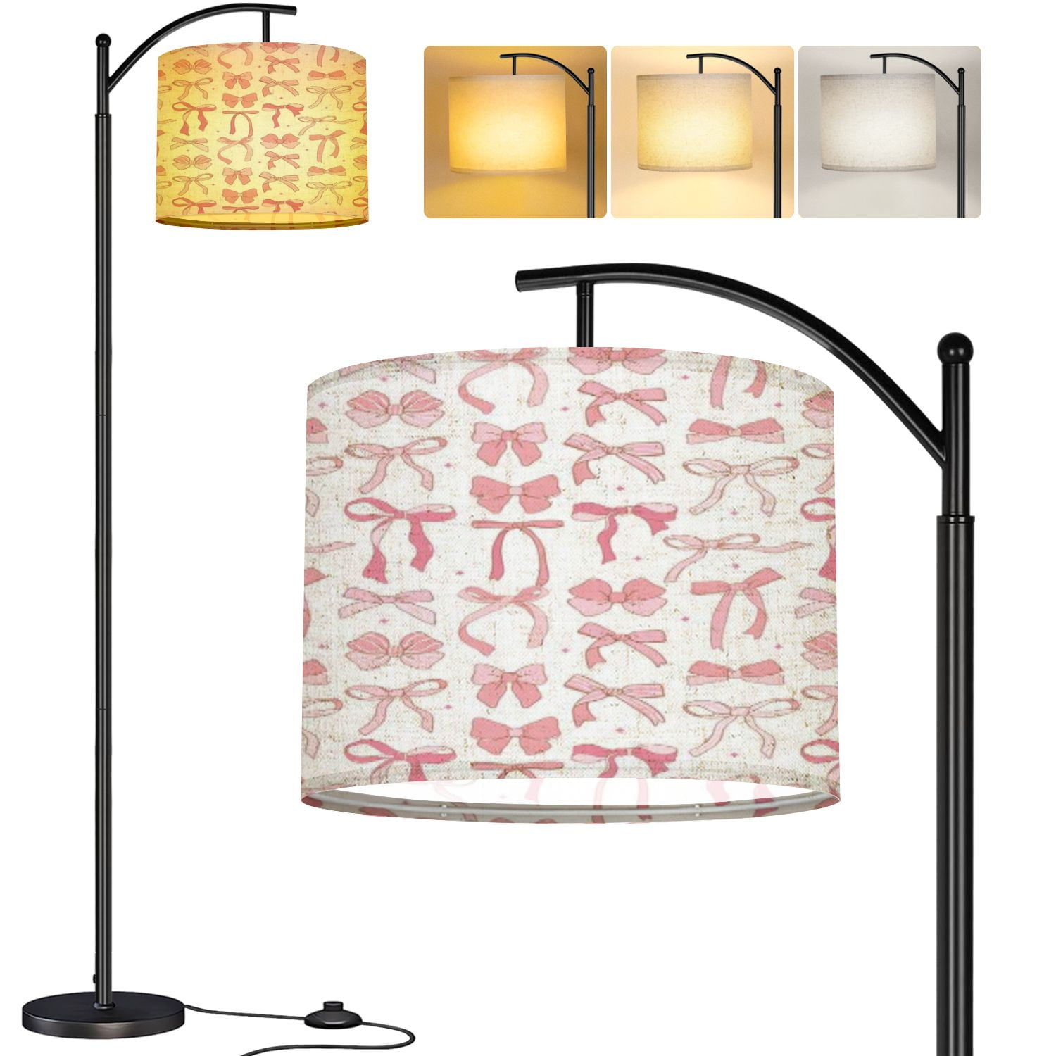 Arc Floor Lamp cute coquette aesthetic seamless pink ribbon bow doodle ...