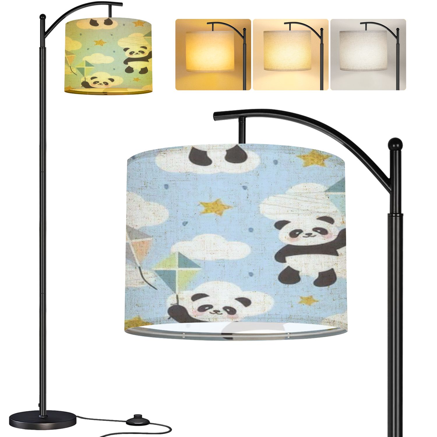 Arc Floor Lamp cute panda bear sky colorful kite animals kids seamless ...