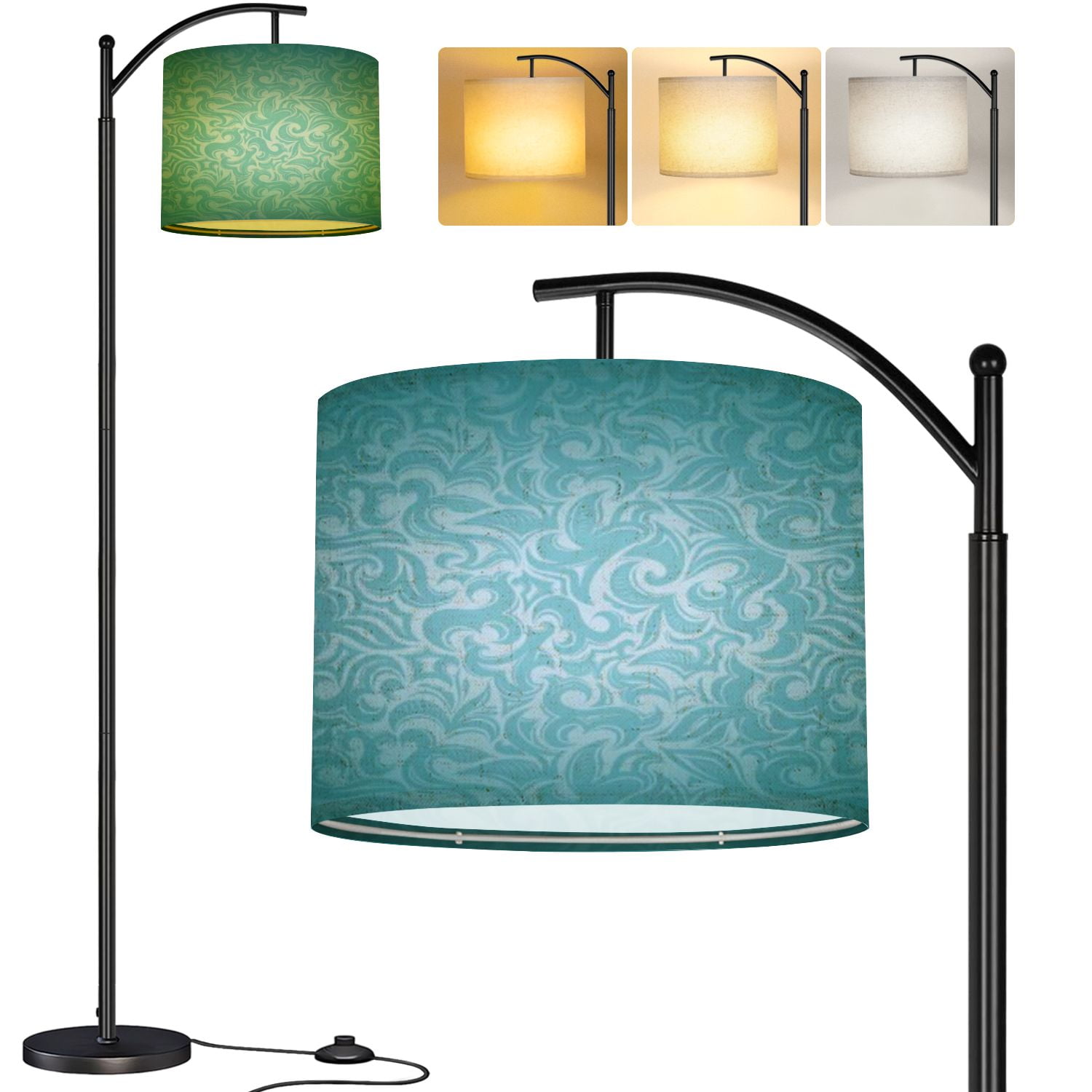 Arc Floor Lamp damask vintage turquoise blue cyanic aquamarine Tall ...