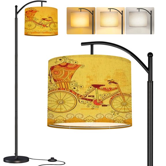Arc Floor Lamp Geometric tiling shades orange abstract Tall Modern ...