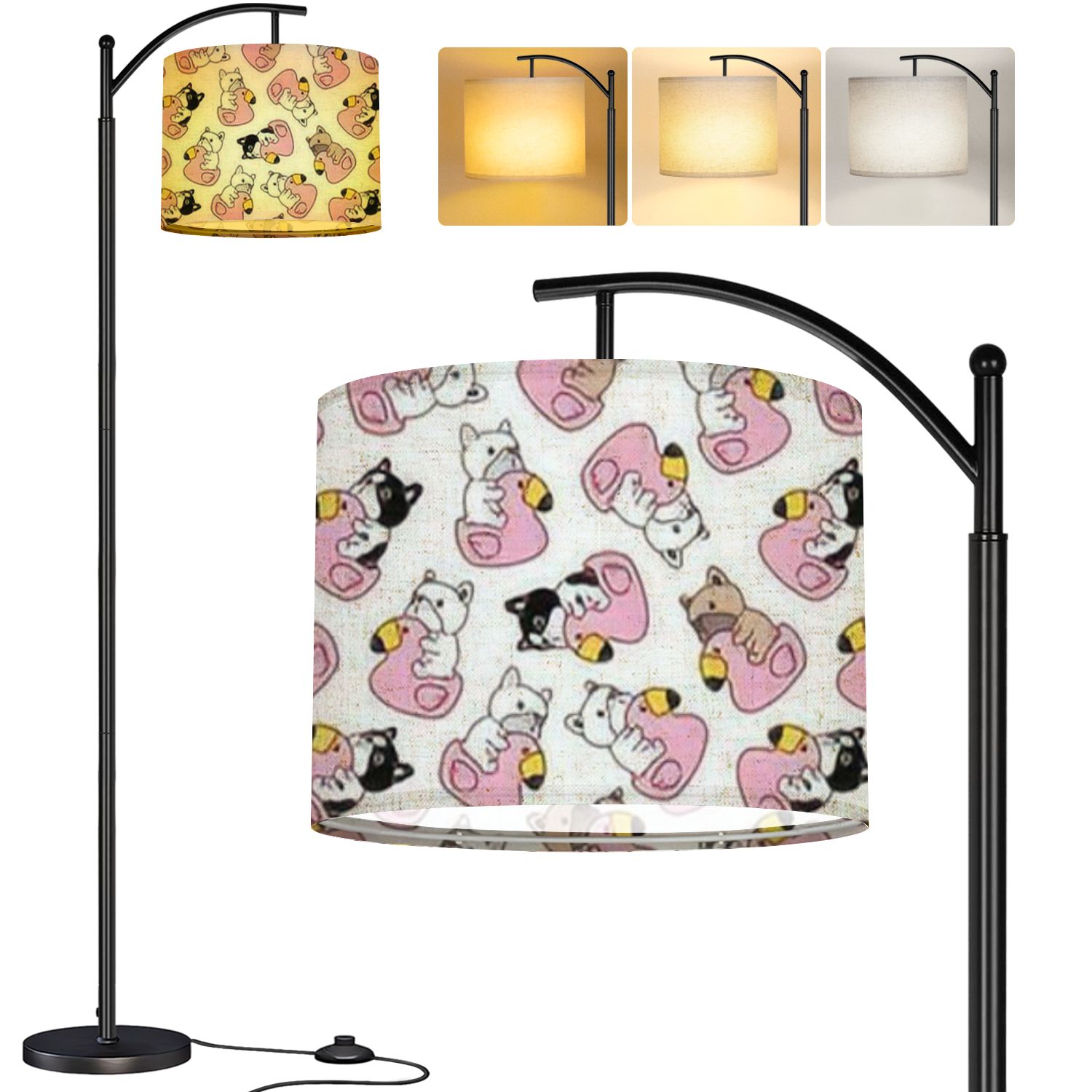 Arc Floor Lamp dog seamless pattern french swimming ring inflatable pet ...
