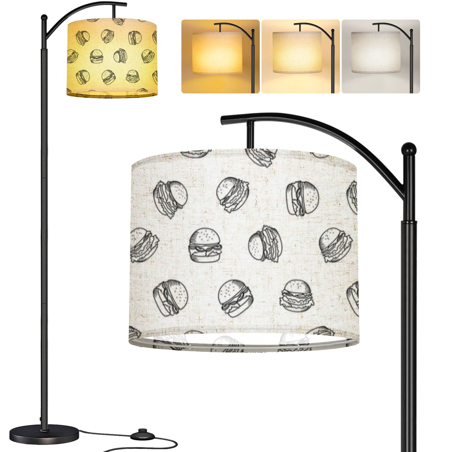 Arc Floor Lamp doodle burger pattern doodle fast food burger seamless ...