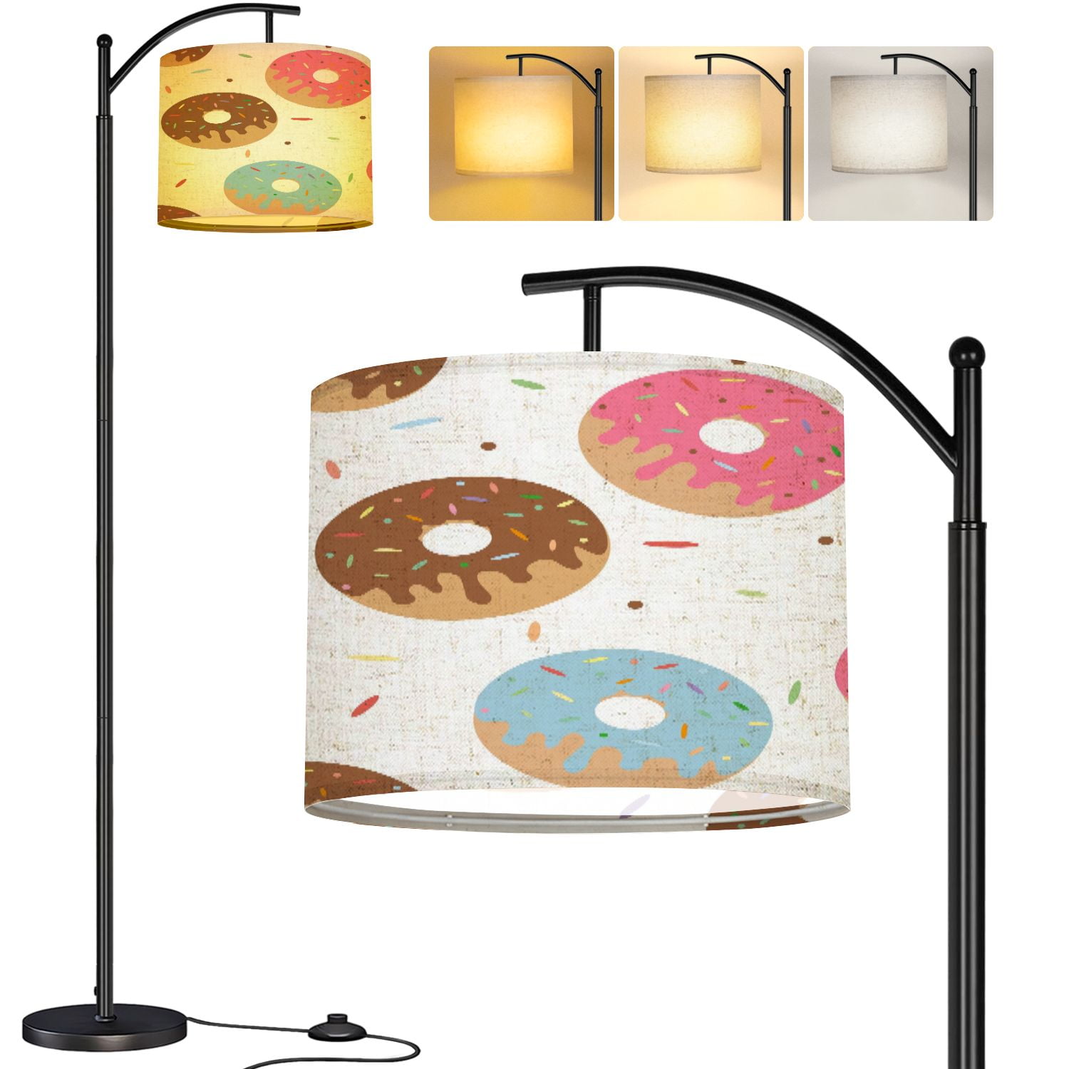 Arc Floor Lamp drawn cute colorful glaze donuts sprinkles seamless ...
