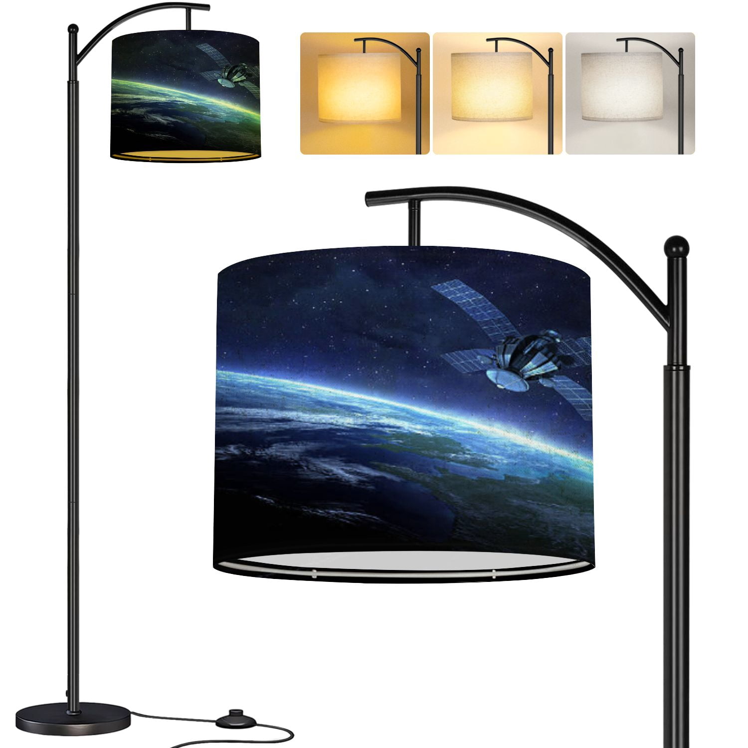 Arc Floor Lamp earth Tall Modern Standing Lamp LED Adjustable Linen ...