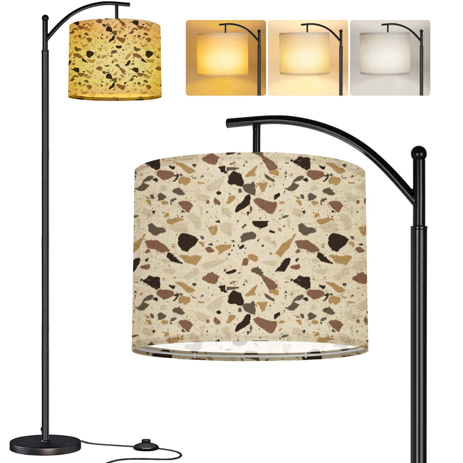 Arc Floor Lamp earthy terrazzo mid century Tall Modern Standing Lamp ...