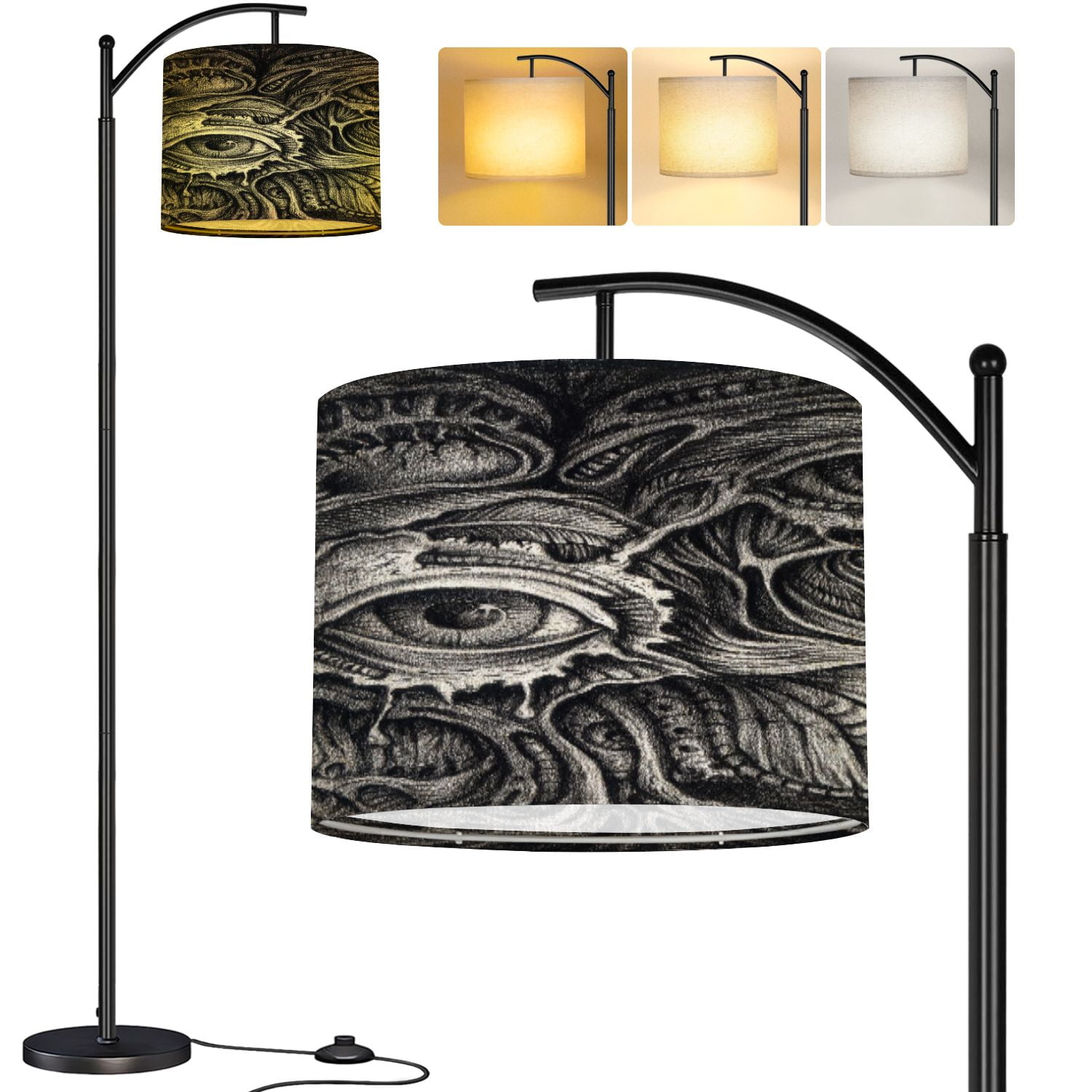 Arc Floor Lamp eye surreal nature Drawing paper Tall Modern Standing ...