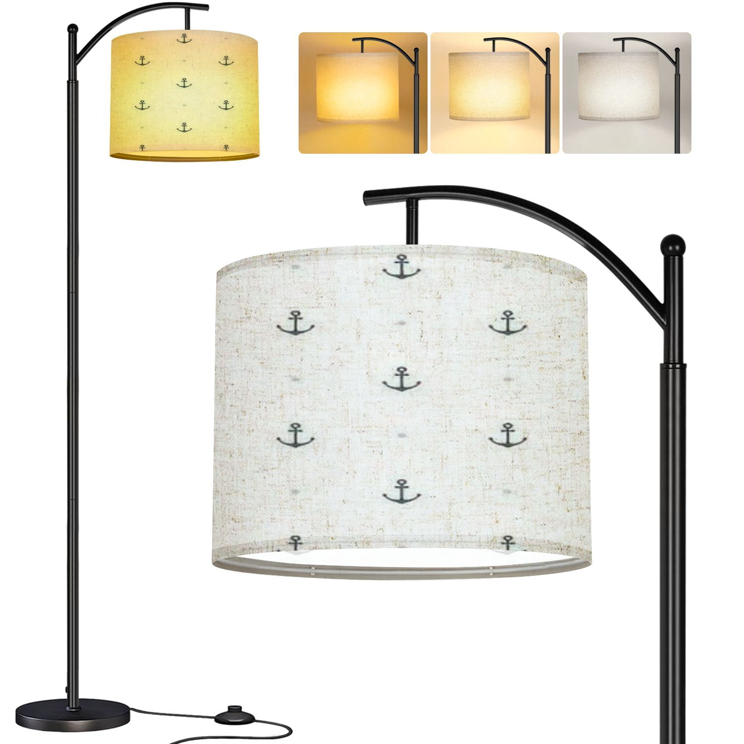Arc Floor Lamp flat sea seamless Cute anchor Tall Modern Standing Lamp ...