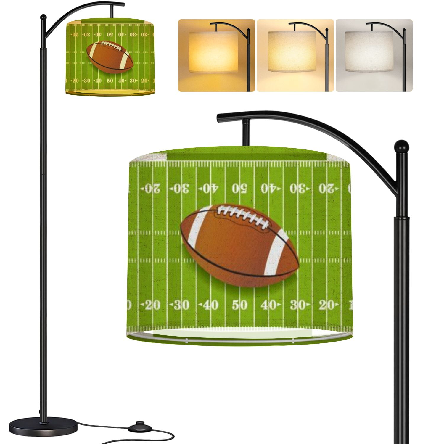 Arc Floor Lamp football sitting midfield grass textured football field ...