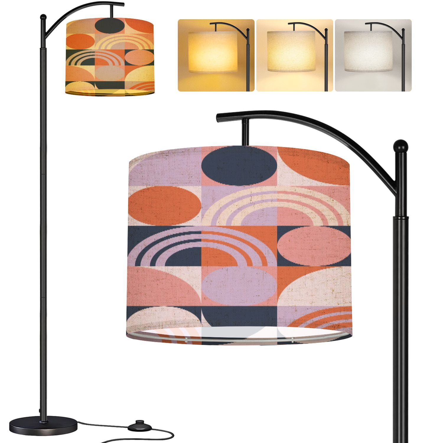 Arc Floor Lamp geometric shapes pattern circles stripes mid century ...