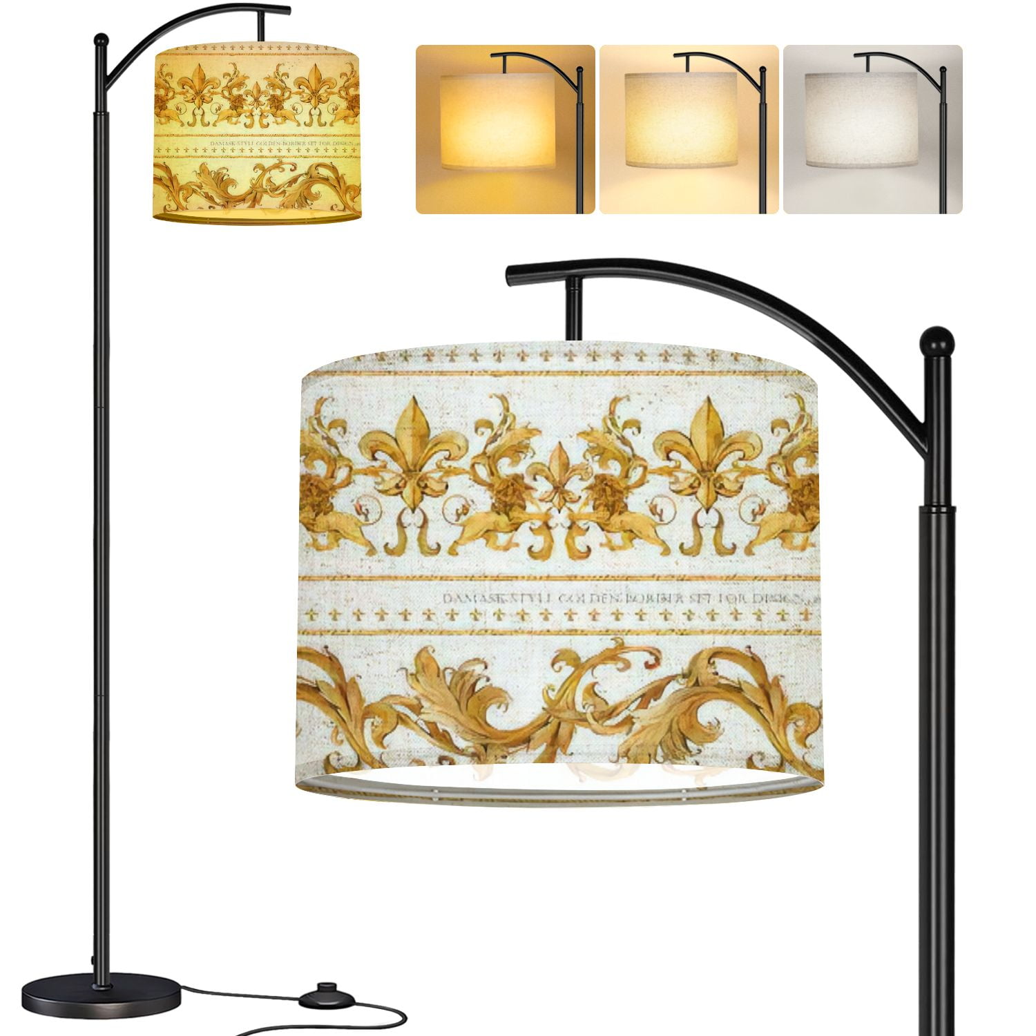 Arc Floor Lamp gold antique seamless border luxury golden Lion end lace ...