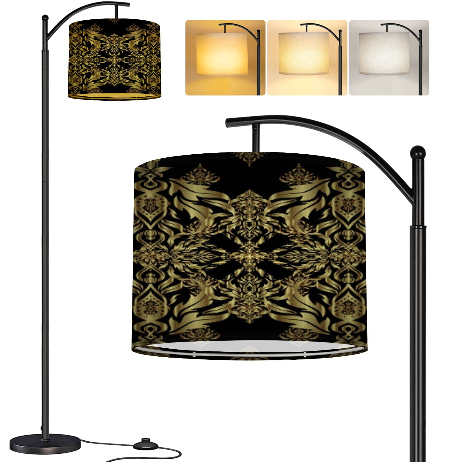 Arc Floor Lamp golden texture gold lines grids seamless pattern curved ...