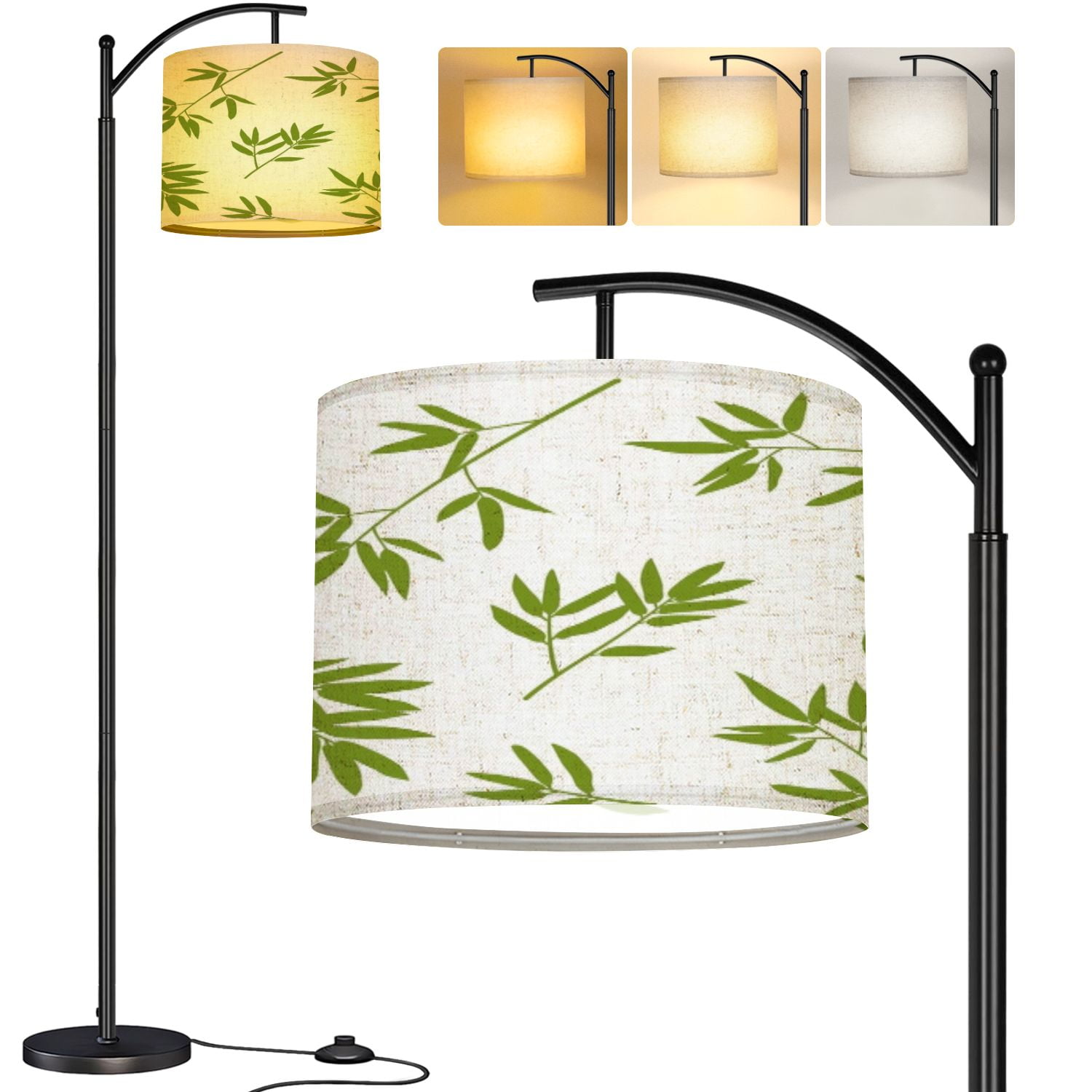 Arc Floor Lamp green bamboo leaves seamless pattern Tall Modern ...