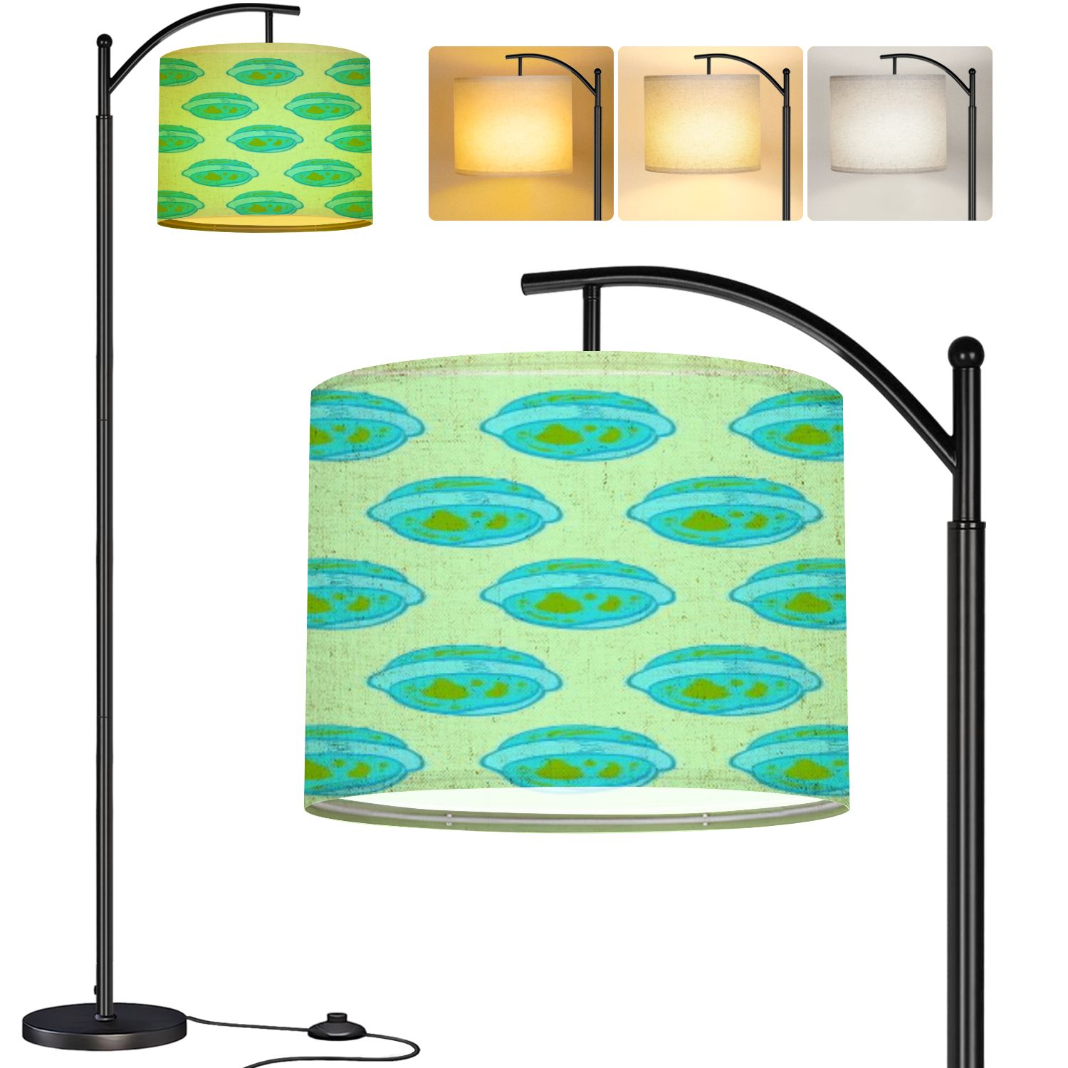 Arc Floor Lamp green nature earth day for Tall Modern Standing Lamp LED Adjustable Linen ...