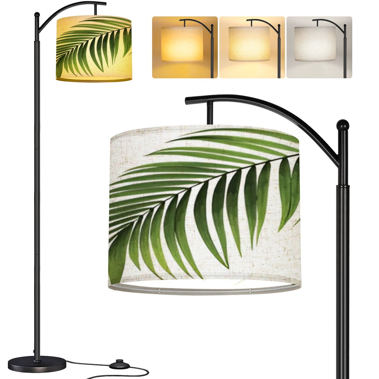 Arc Floor Lamp green palm leaf Tall Modern Standing Lamp LED Adjustable ...