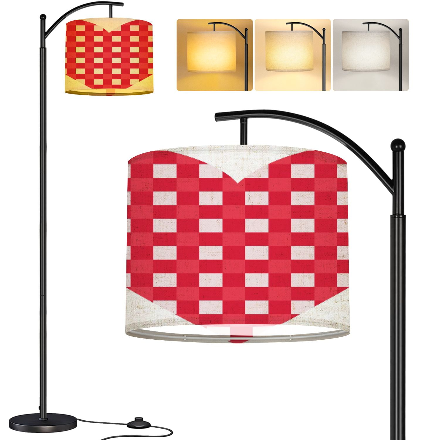 Arc Floor Lamp heart checkered print red white colours style for ...