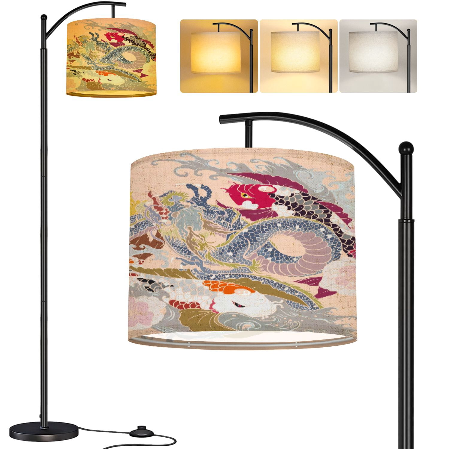 Arc Floor Lamp infinity Dragon Yin Yand carp fish tattoo Chinese Dragon ...