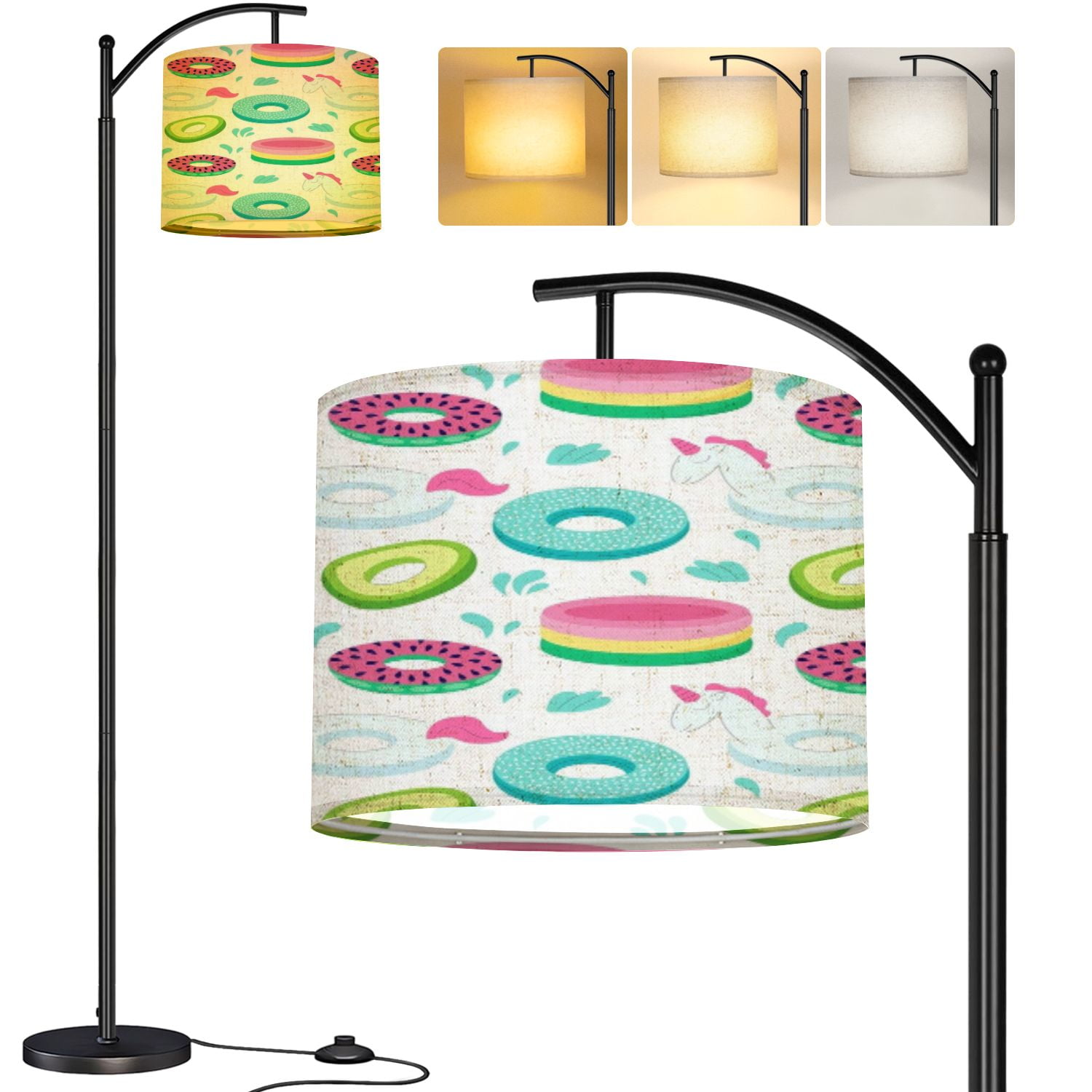 Arc Floor Lamp inflatable rings seamless pattern watermelon avocado ...