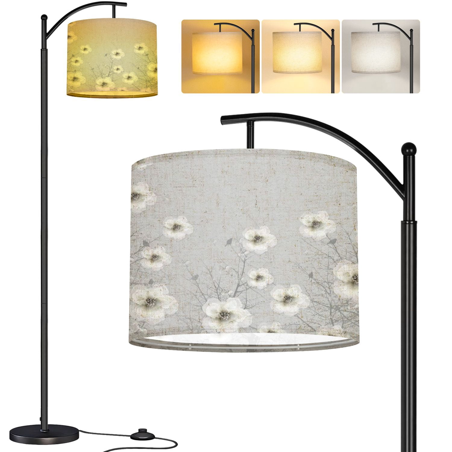 Arc Floor Lamp jewelry fabric flowers gray textured translucent trees ...