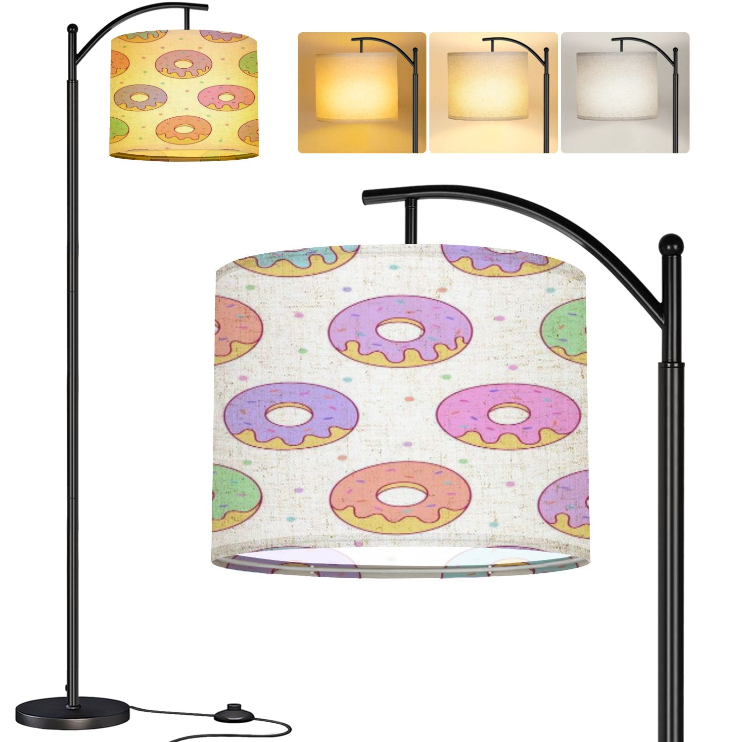 Arc Floor Lamp kawaii donuts seamless pattern white for cafe restaurant ...