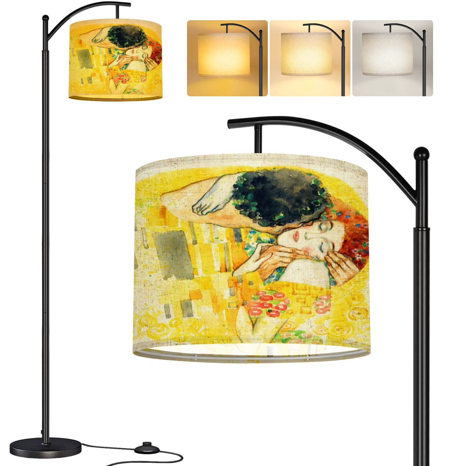 Arc Floor Lamp kiss watercolor painting Tall Modern Standing Lamp LED ...