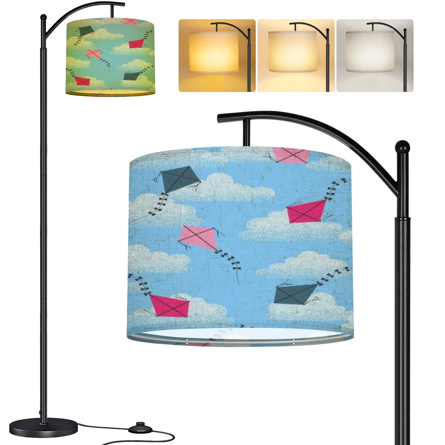 Arc Floor Lamp kites seamless pattern Childish summer print Tall Modern ...