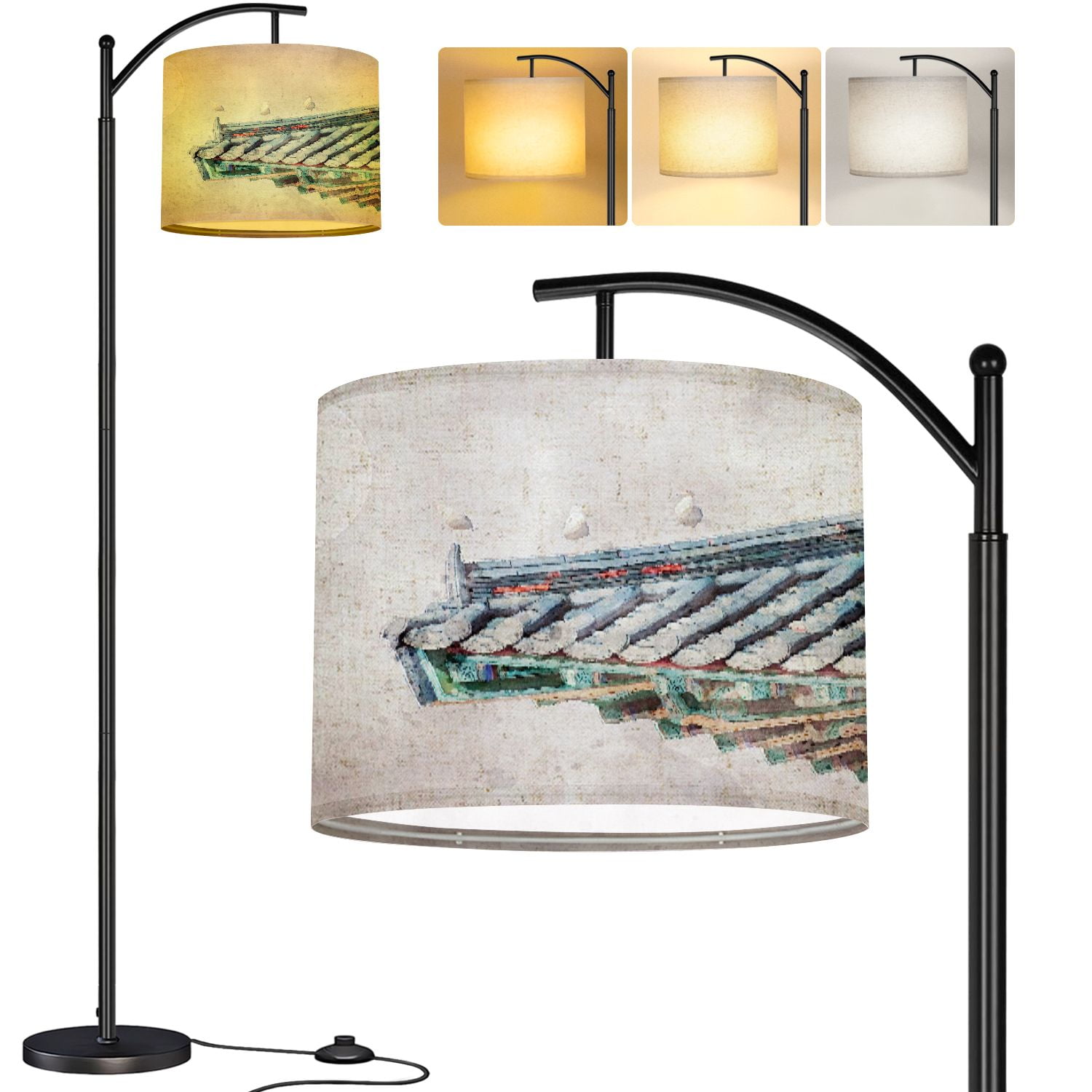 Arc Floor Lamp korean roof birds big moon watercolors Tall Modern ...