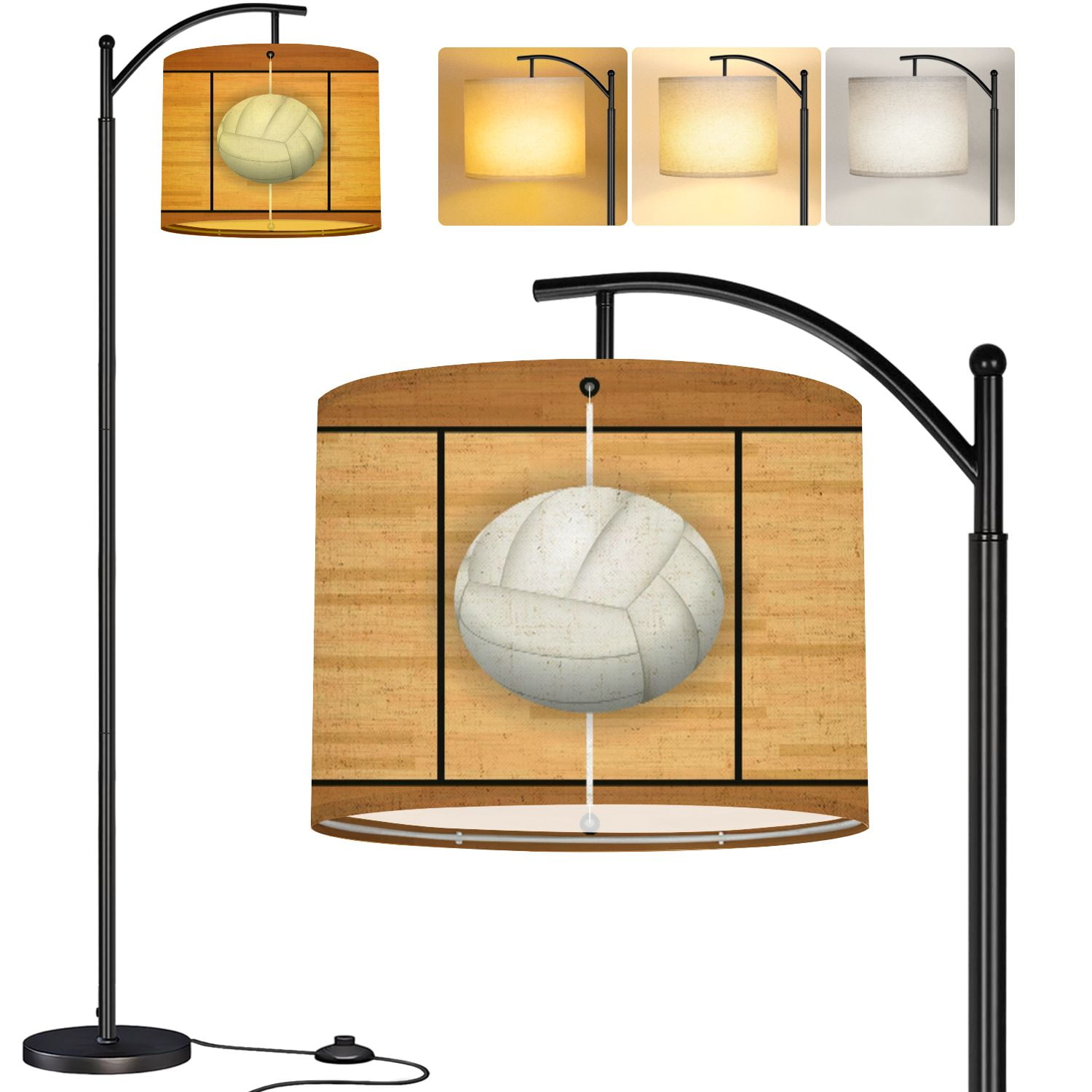 Arc Floor Lamp light grey white volleyball hardwood volleyball court 10 ...