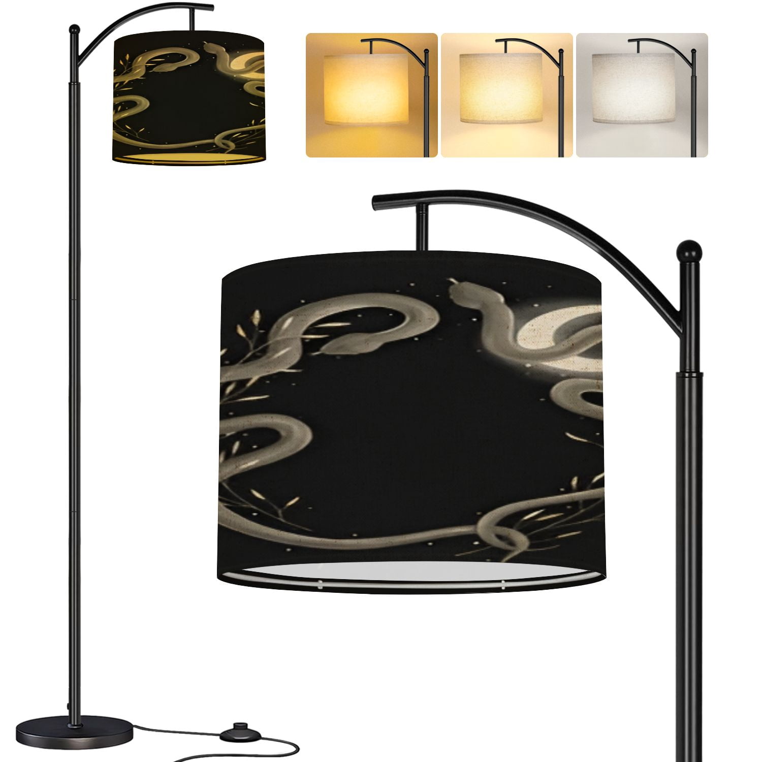 Arc Floor Lamp magical forest elements snake night mushrooms plant ...