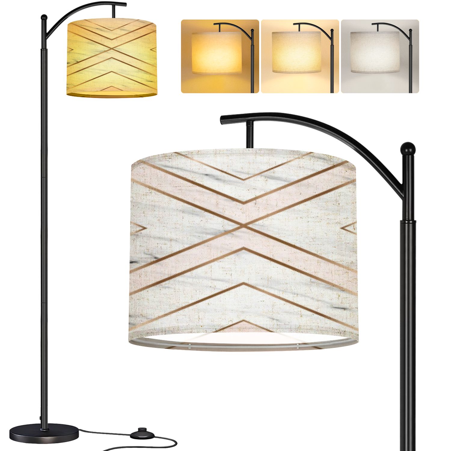 Arc Floor Lamp marble gold geometric shapes Tall Modern Standing Lamp ...