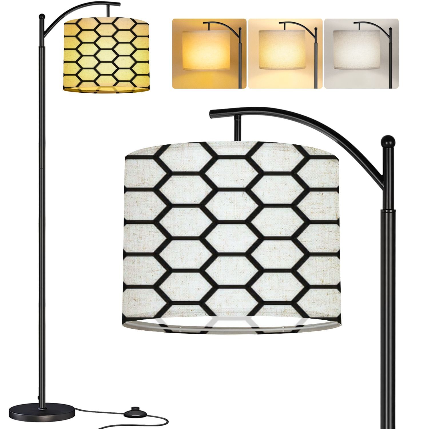 Arc Floor Lamp modern seamless geometry hexagon black white honeycomb ...