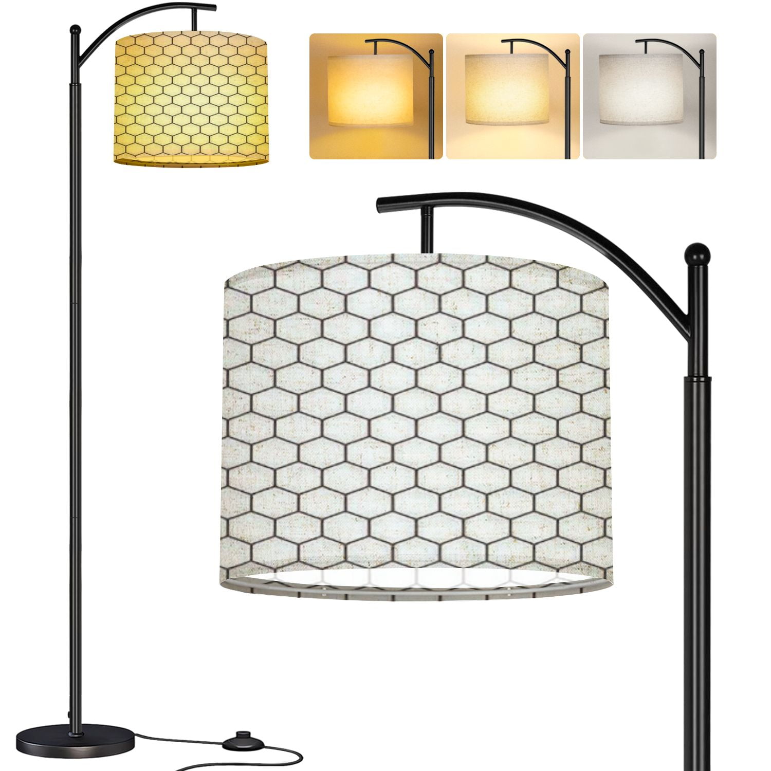 Arc Floor Lamp modern seamless geometry hexagon black white honeycomb ...
