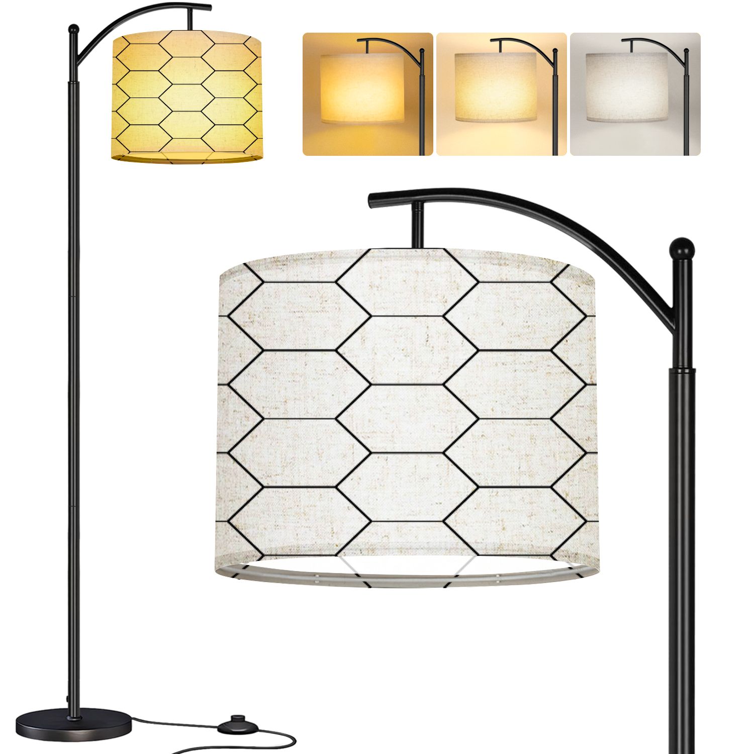Arc Floor Lamp modern seamless geometry pattern hexagon black white ...
