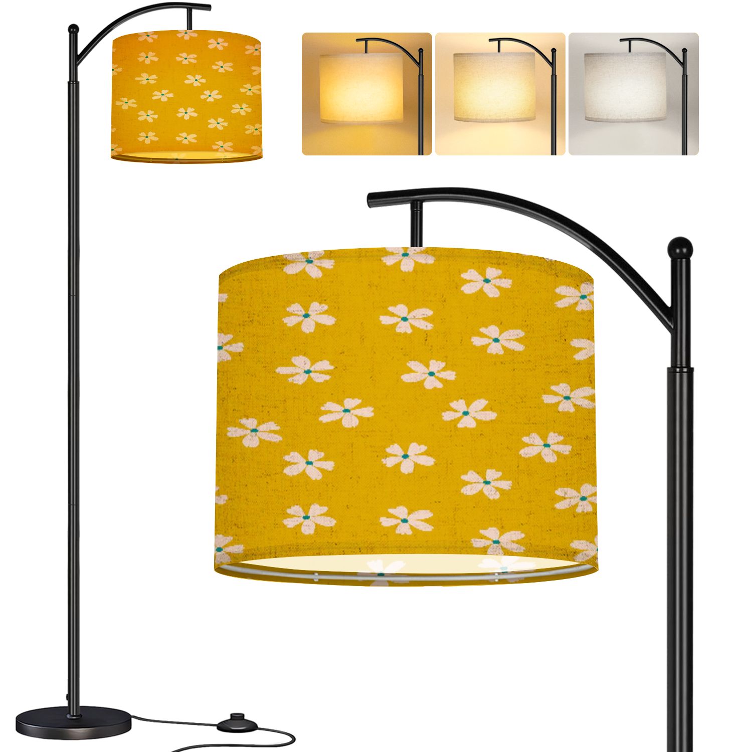 Arc Floor Lamp mustard floral ditsy blender seamless pattern separable ...