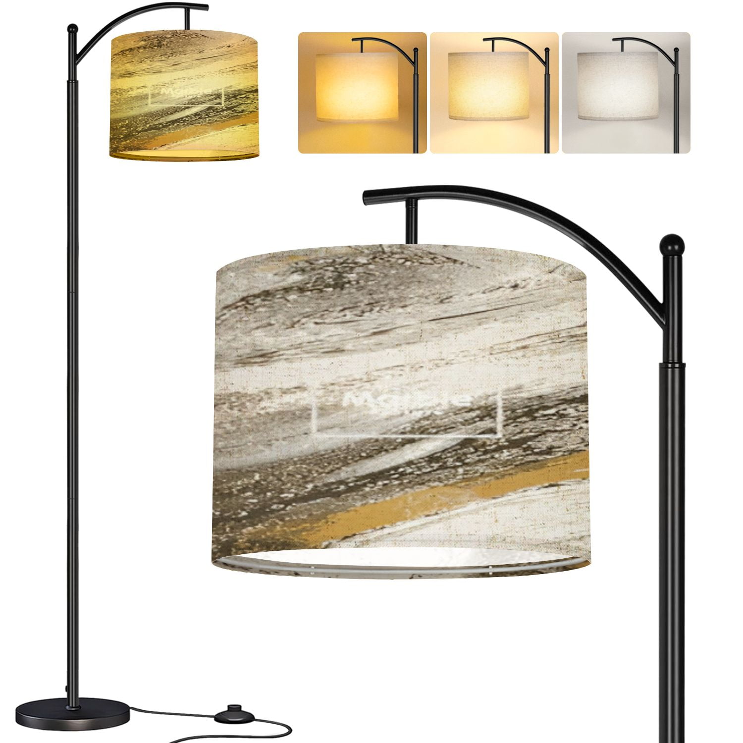 Arc Floor Lamp natural stone texture marble texture yellow white ...