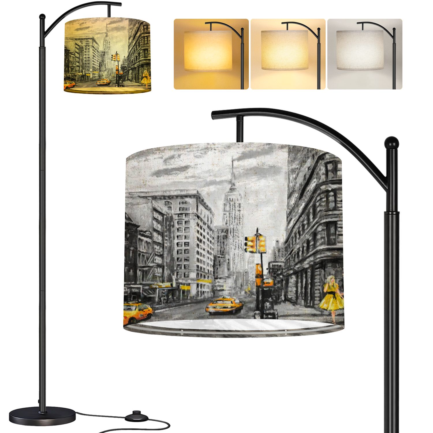 Arc Floor Lamp oil painting canvas street view New York man woman ...