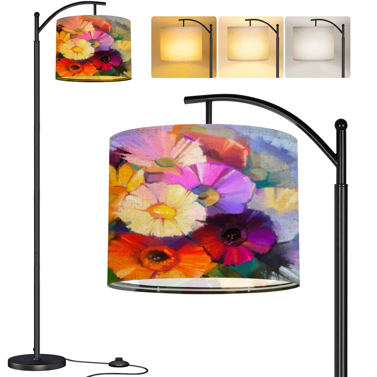 Arc Floor Lamp oil painting still life daisy gerbera flowers spring oil ...