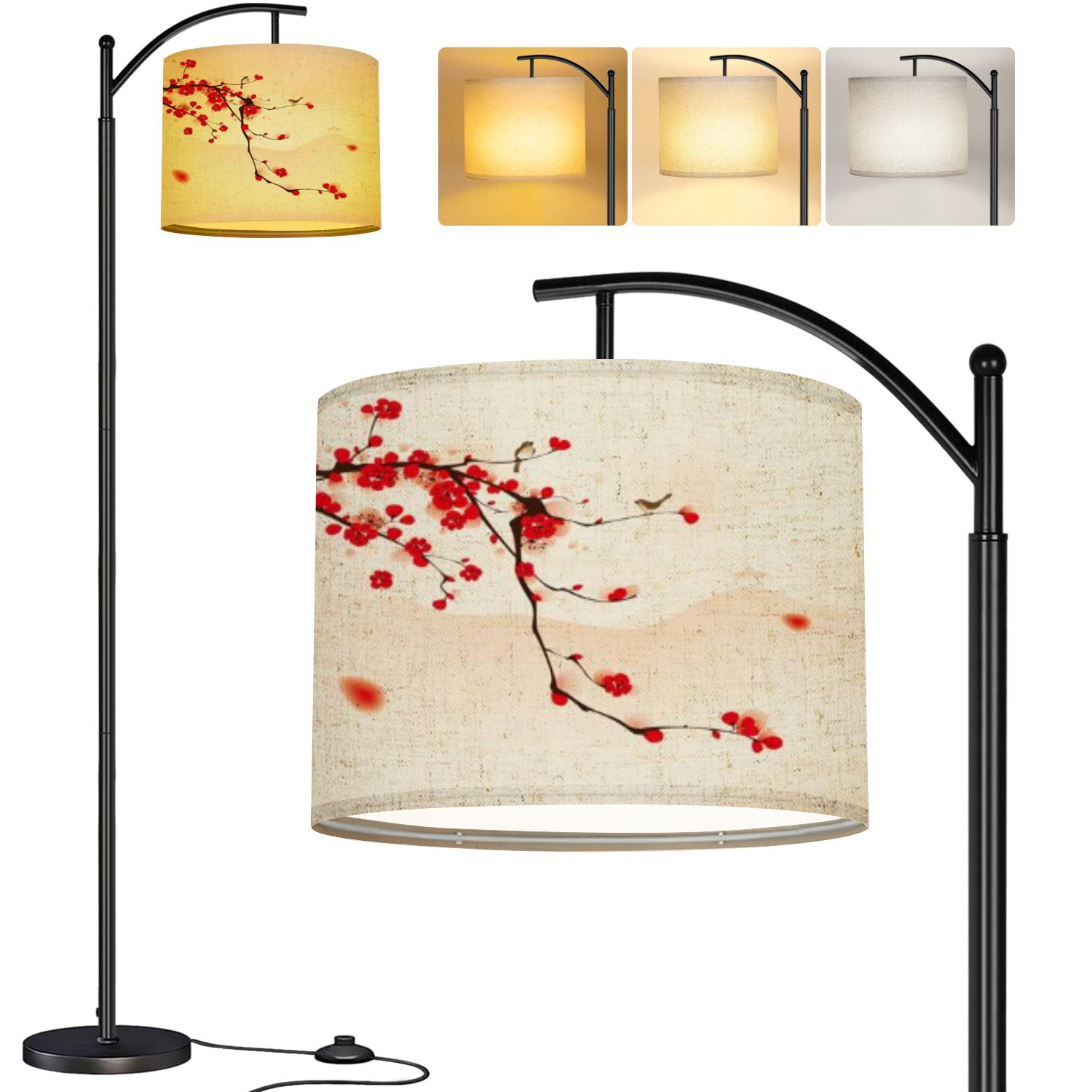 Arc Floor Lamp oriental style painting plum blossom spring Birds ...