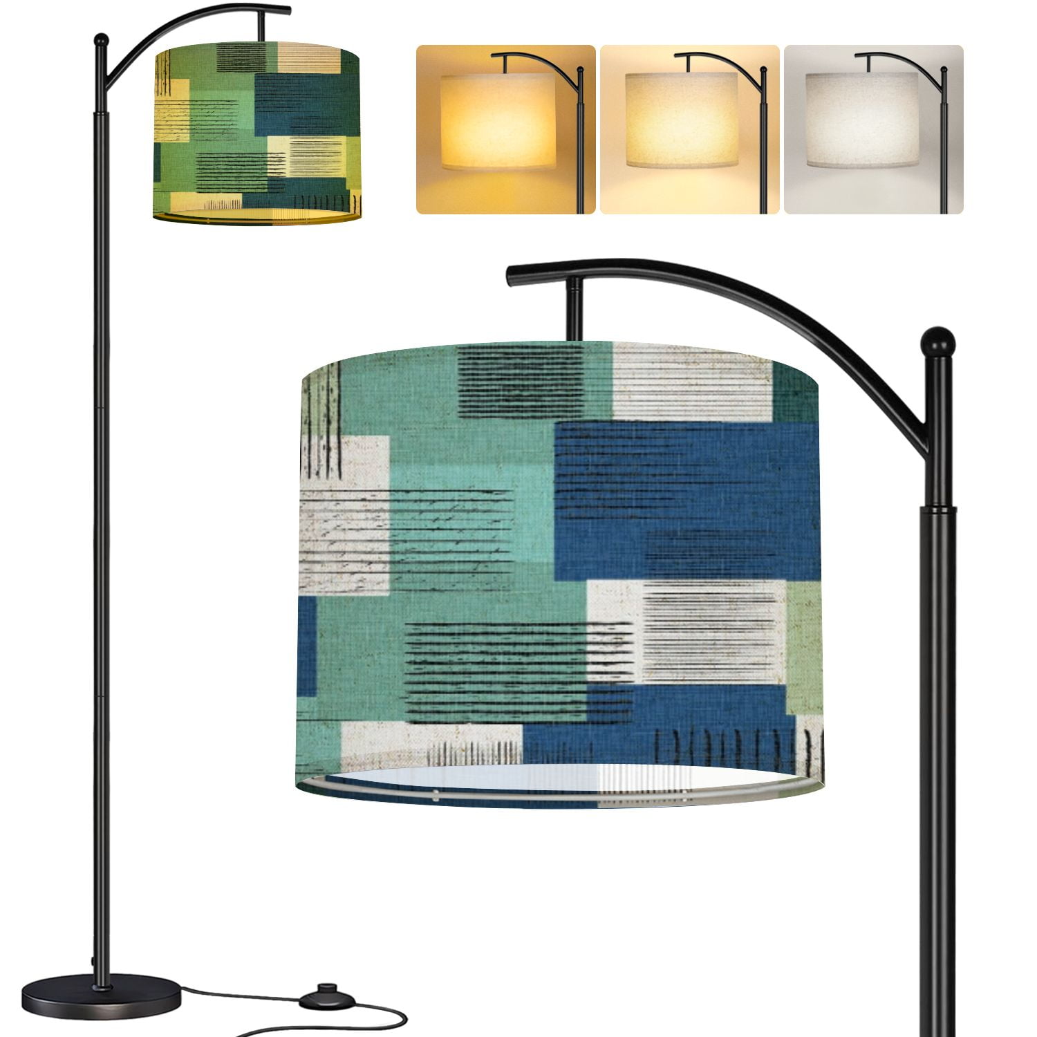 Arc Floor Lamp patchwork textures Tall Modern Standing Lamp LED ...