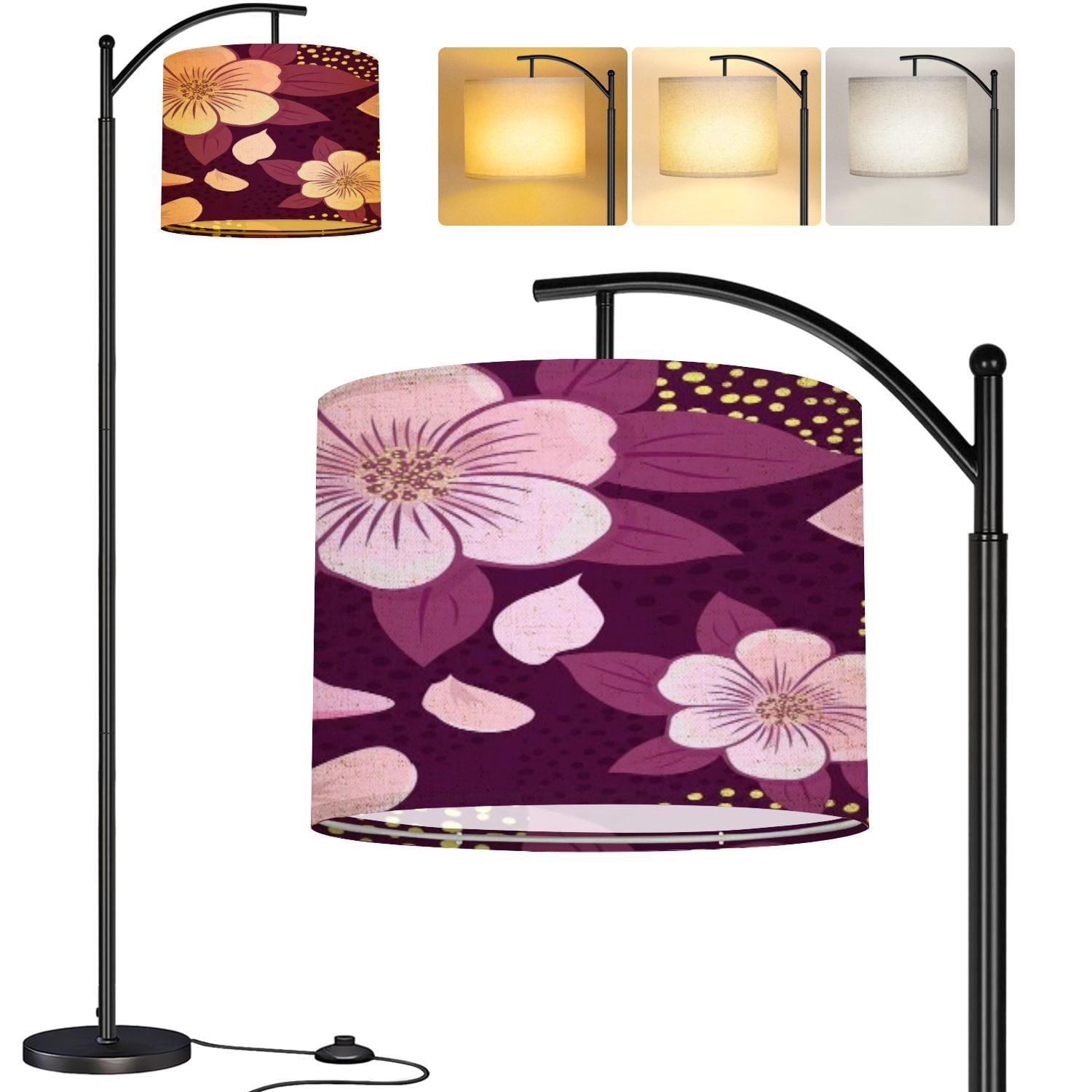 Arc Floor Lamp pink seamless pattern Pink White Japanese Cherry ...