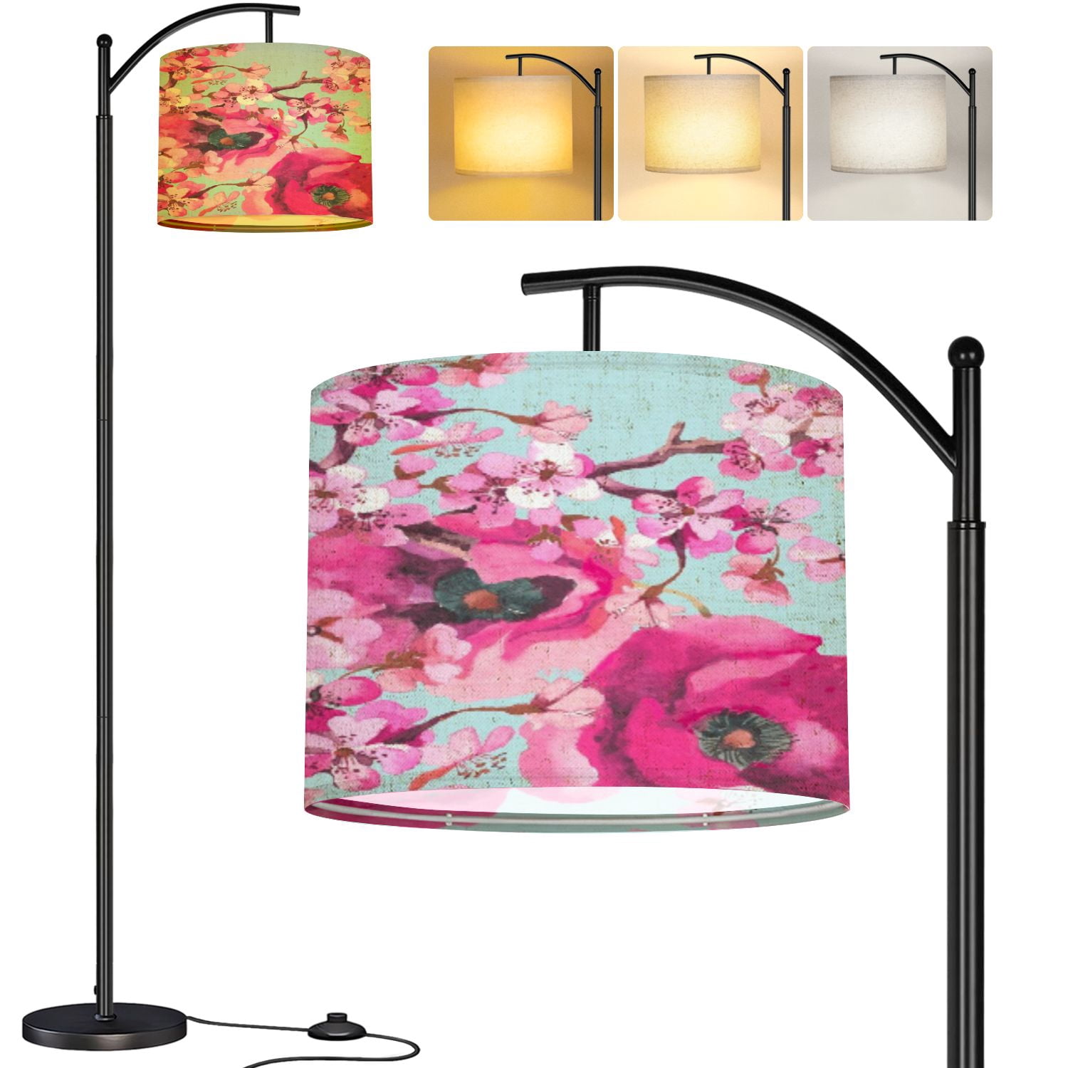 Arc Floor Lamp pink spring branch watercolor light blue seamless ...
