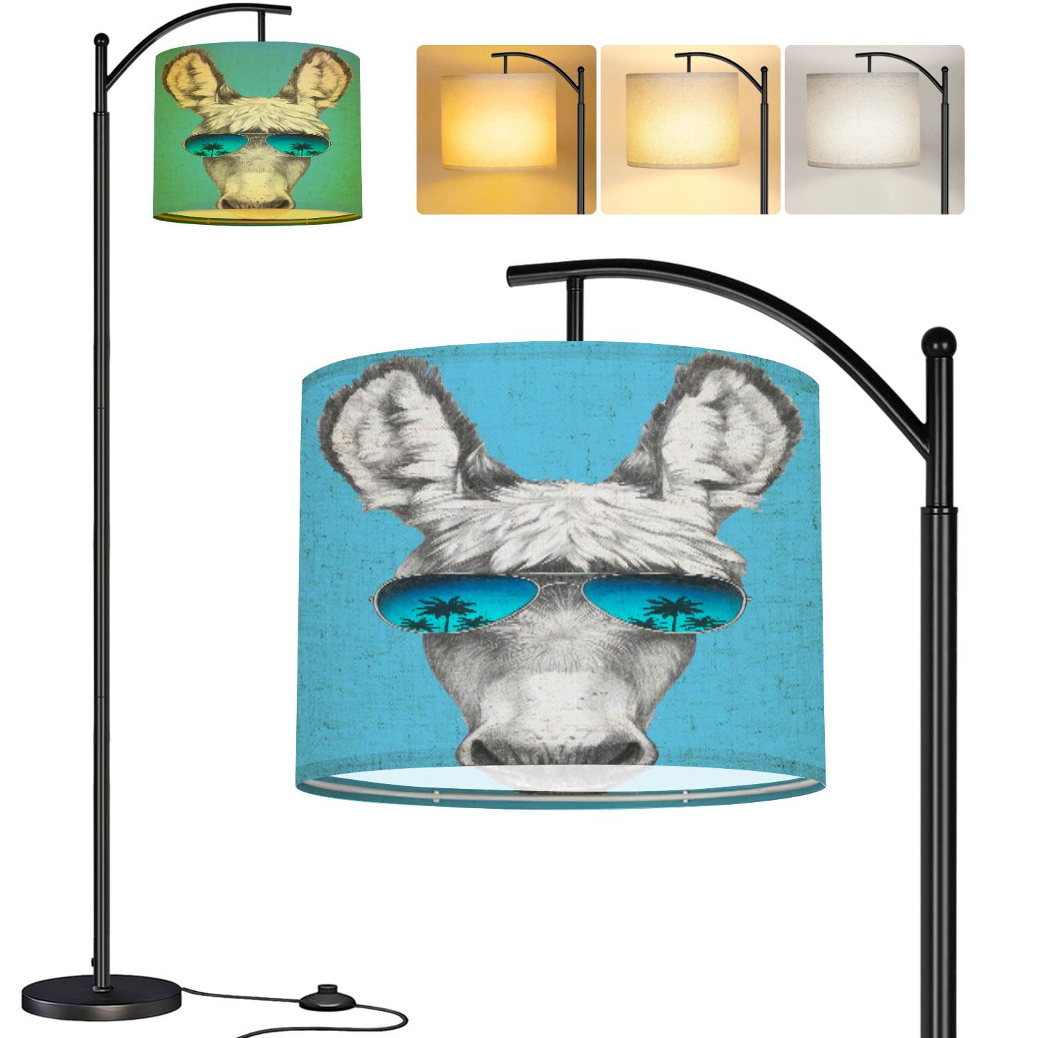 Arc Floor Lamp portrait donkey sunglasses hand drawn Tall Modern ...