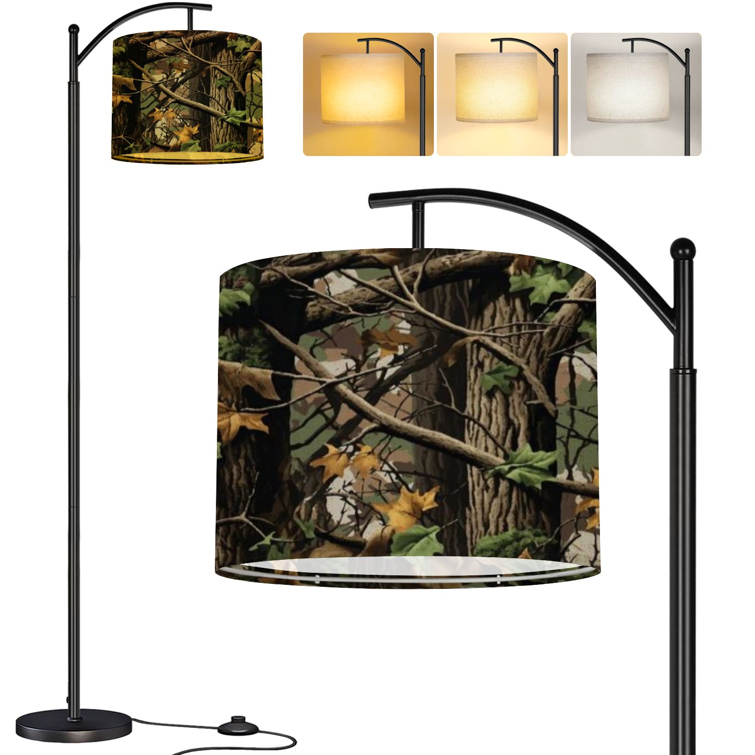 Arc Floor Lamp real tree hunting camouflage seamless pattern texture ...