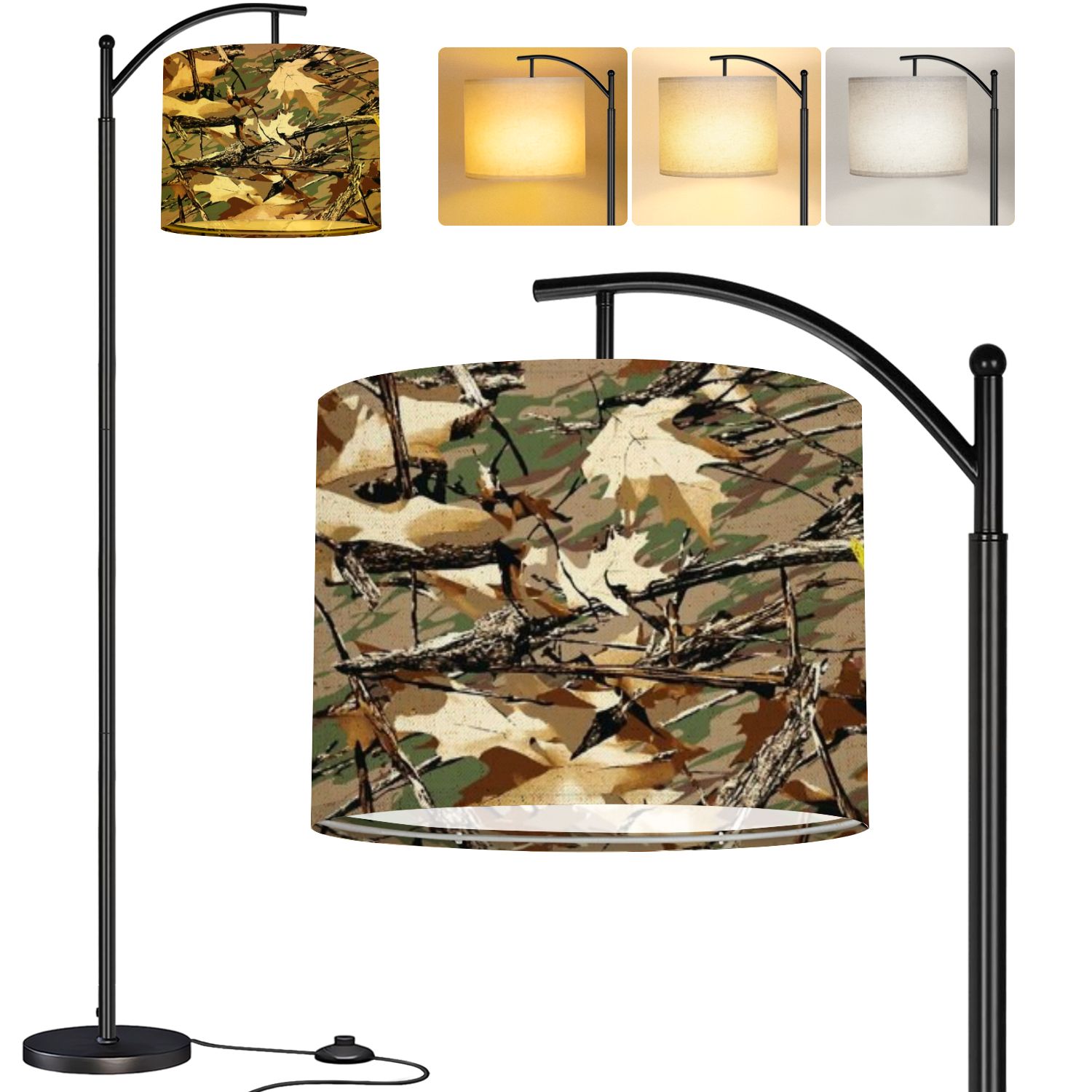 Arc Floor Lamp real tree hunting camouflage seamless pattern texture ...