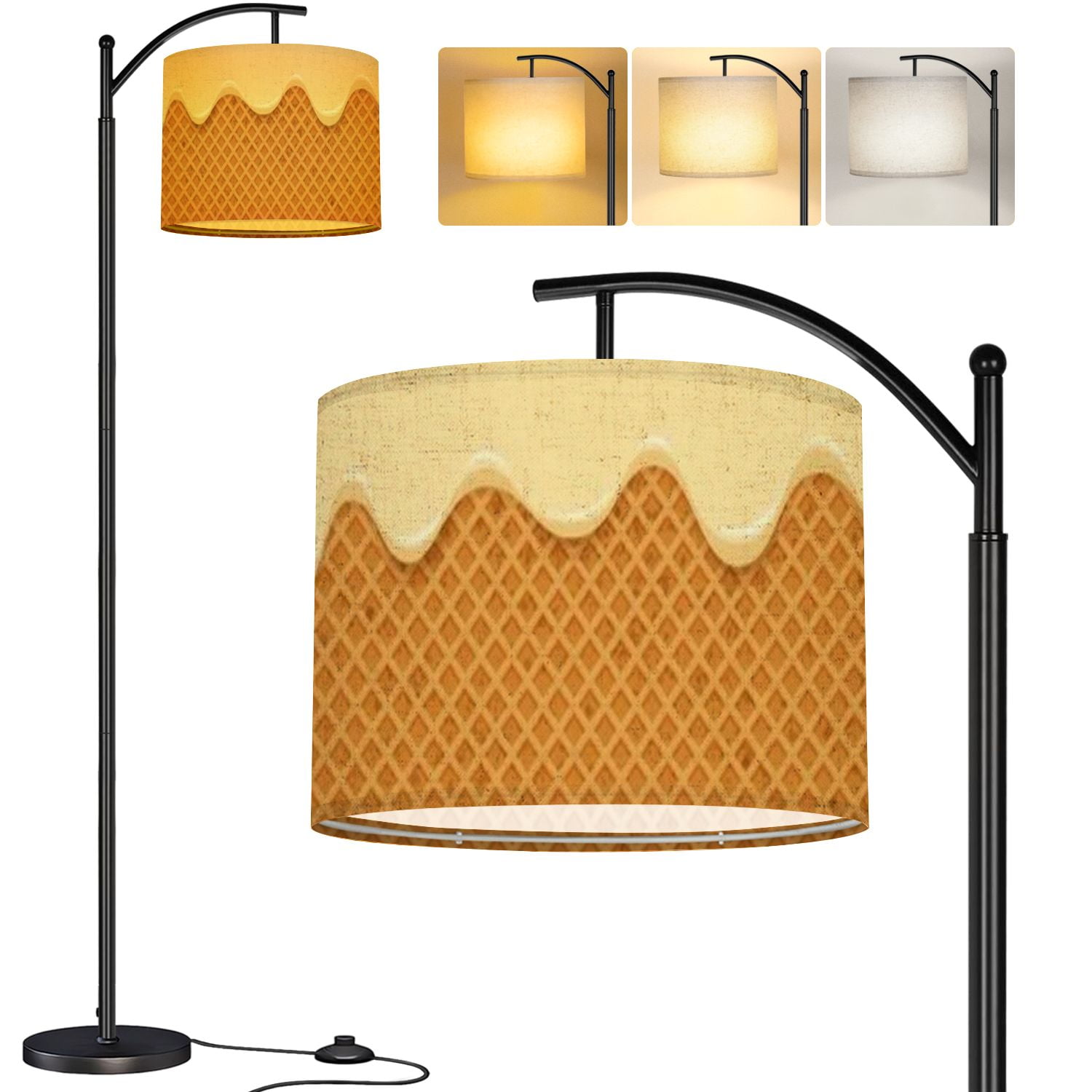 Arc Floor Lamp ream melted waffle Seamless pattern sweet ice cream ...