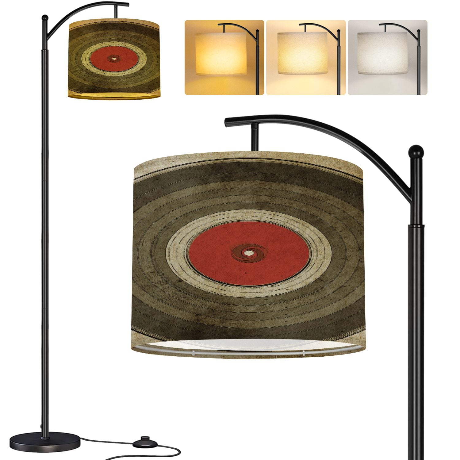 Arc Floor Lamp retro musical vinyl comics style Tall Modern Standing ...