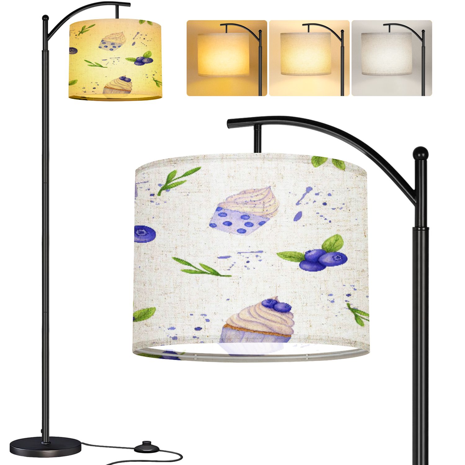 Arc Floor Lamp seamless Juicy blueberries cupcake white purple splashes ...